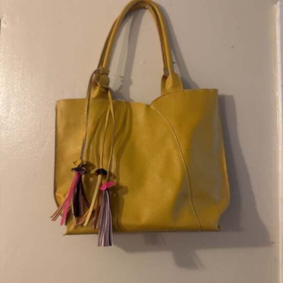 Mellow World | Bags | Mellow World Mustard Vegan Leather Tote Bag ...